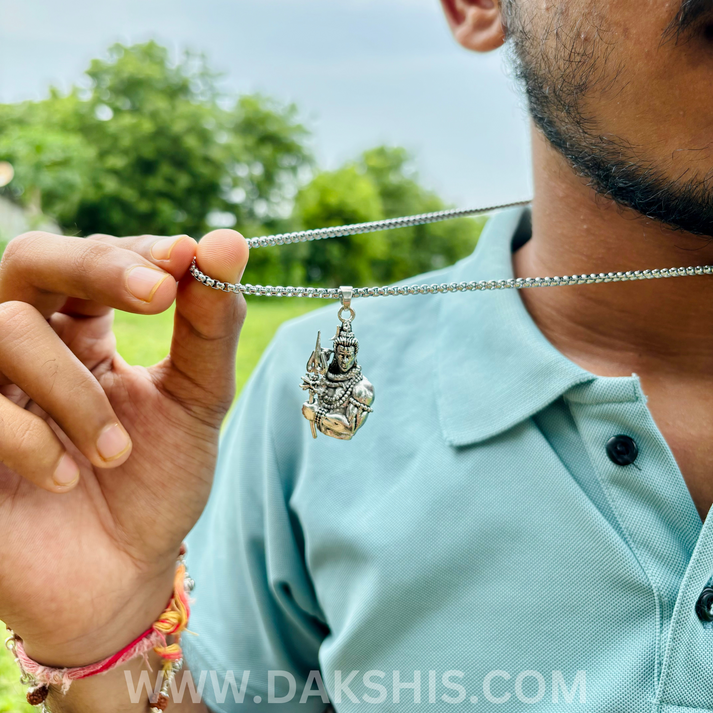 Silver Plated Mahadev Locket With Chain – DAKSHIS